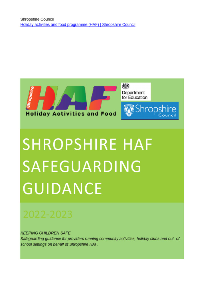 Haf Safeguarding Guidance Dec22 | PDF | Child Protection | Child Neglect
