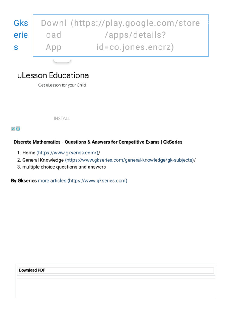 Discrete Math MCQ Online Test Guide | PDF | Mathematical Logic ...