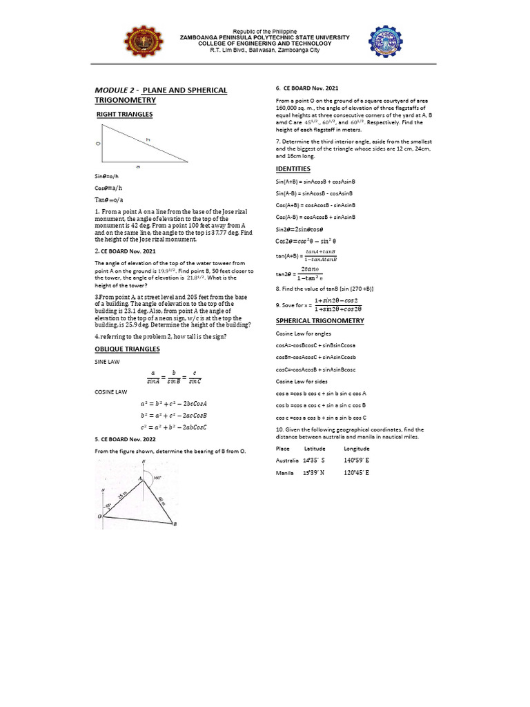 Module 2 Trigonometry Pdf Geometry Elementary Geometry