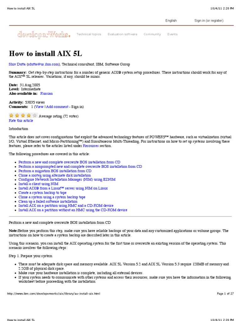 How To Install Aix 5l Pdf Booting Installation Computer Programs