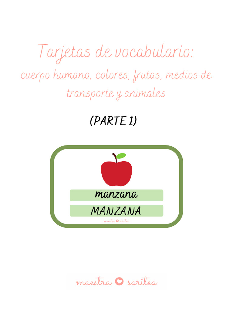 Tarjetas de Vocabulario Infantil | PDF