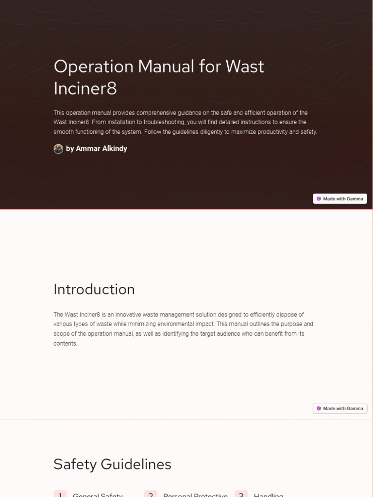 Wast Inciner8 Operation Manual | PDF | Personal Protective Equipment ...