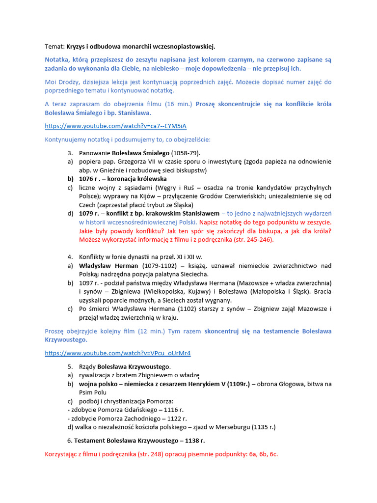 Kryzys I Odbudowa Monarchii Wczesnopiastowskiej | PDF