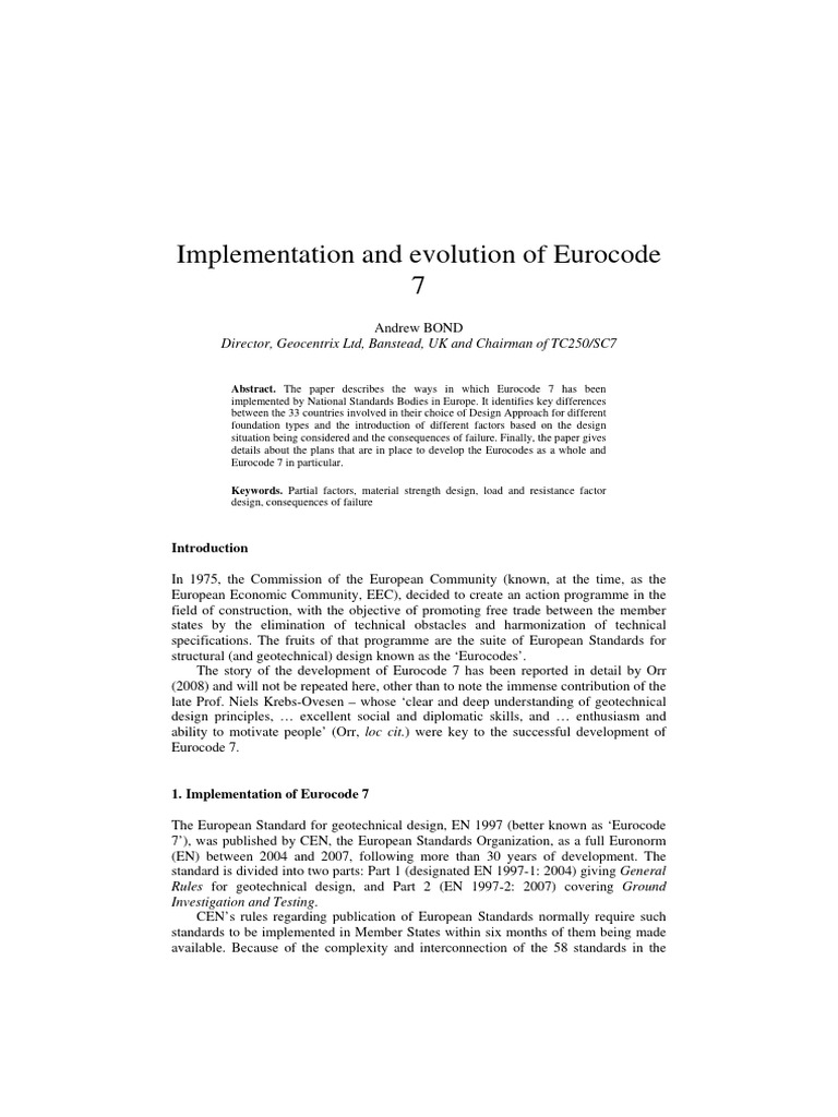 Bond (2013) - Implementation and Evolution of Eurocode 7 | PDF ...