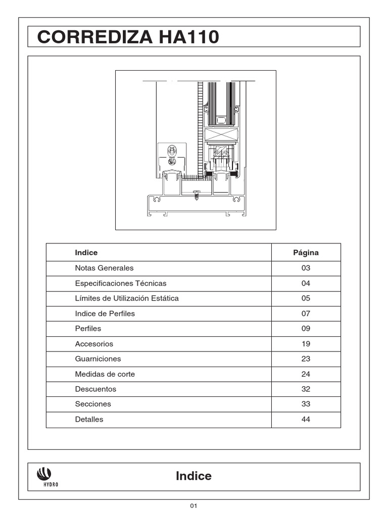 Catálogo Técnico CORREDIZA HA110 | PDF | Tornillo | Rieles