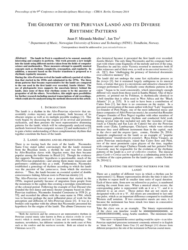 The Geometry of The Peruvian Lando and I | PDF | Discrete Fourier Transform | Rhythm