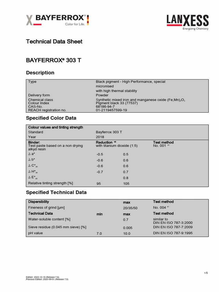 Bayferrox 303T | PDF | Manganese | Pigment