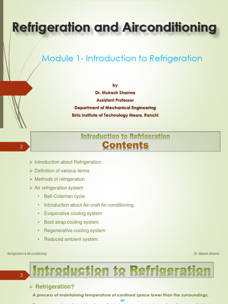 Module 1 - Introduction About Refrigeration and Airconditioning ...