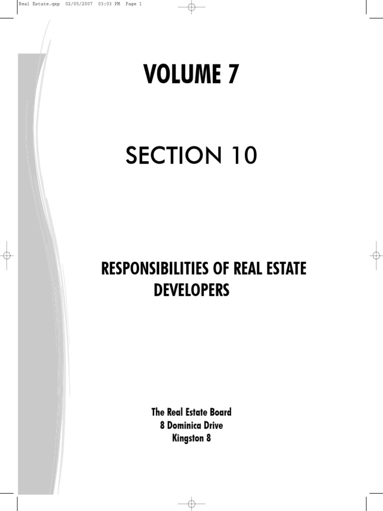 Vol 7 Section 10 - Responsibilities of Real Estate Developer | PDF ...