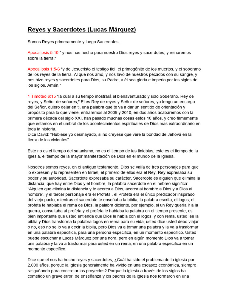 Reyes y Sacerdotes: Dominio Espiritual | PDF | Sacerdote | Profeta