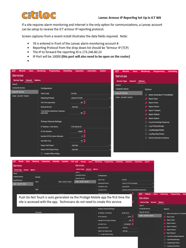 Lanvac Armour IP Settings For ICT WX | PDF