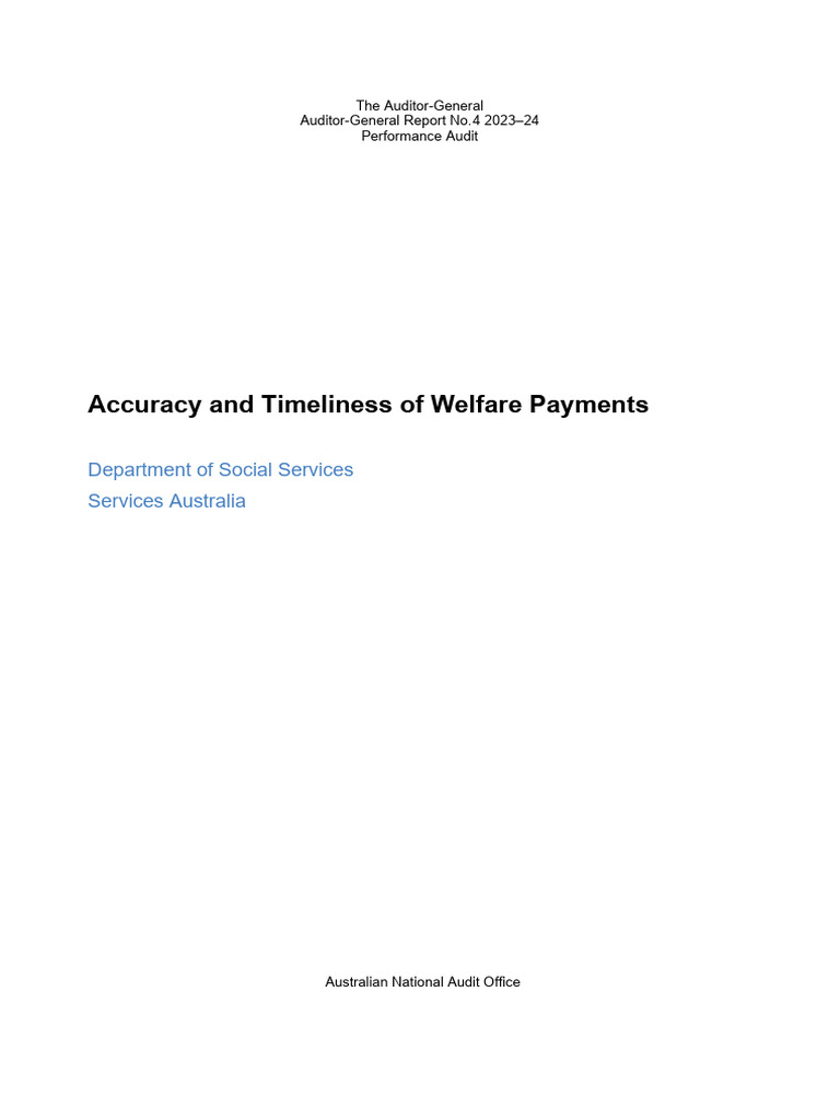 Auditor-General Report 2023-24-4 | PDF | Accuracy And Precision | Welfare