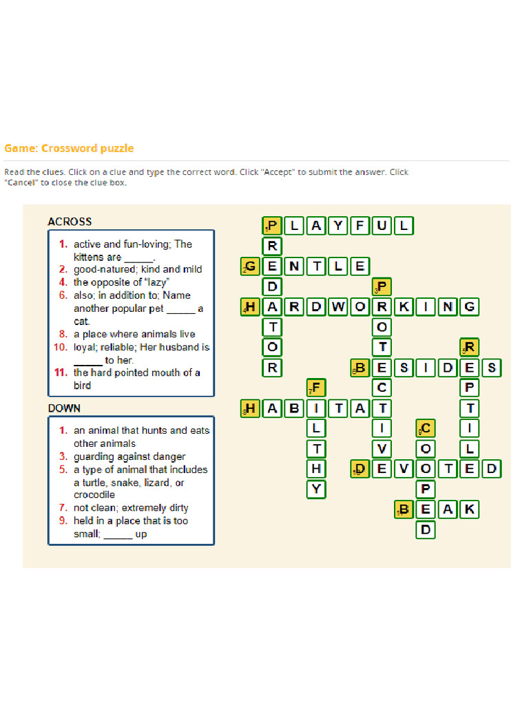 Game Crossword Puzzle | PDF