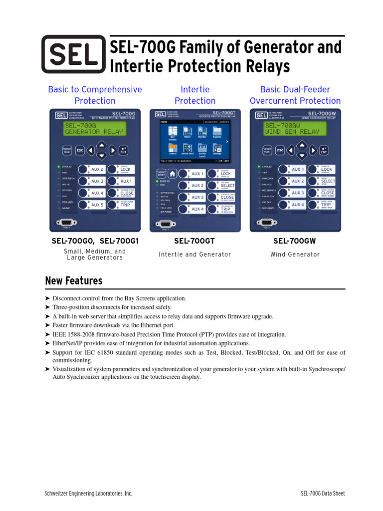 SEL-700G Family of Generator and Intertie Protection Relays: New ...