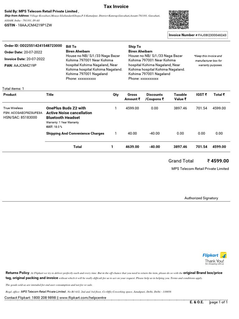 Buds Z2 Invoice | PDF | Economies