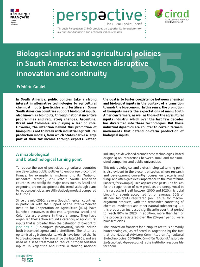 Biological Inputs and Agricultural Policies in South America - 2021 | PDF | Agriculture | Pest ...
