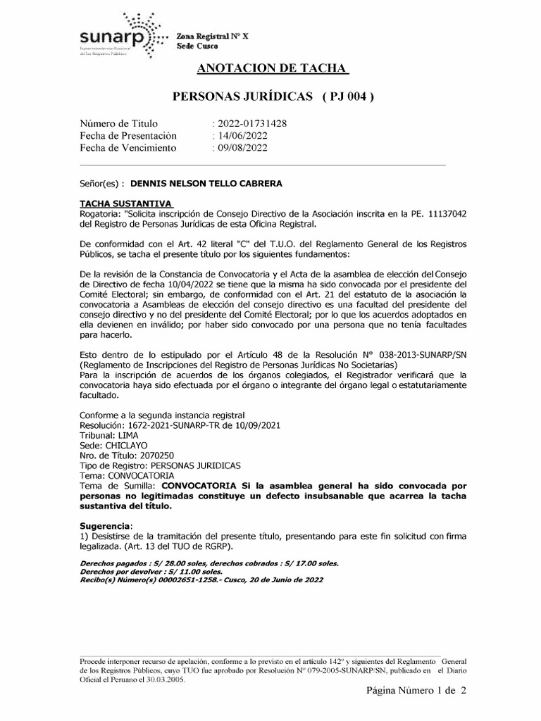 Esquela de Tacha | PDF