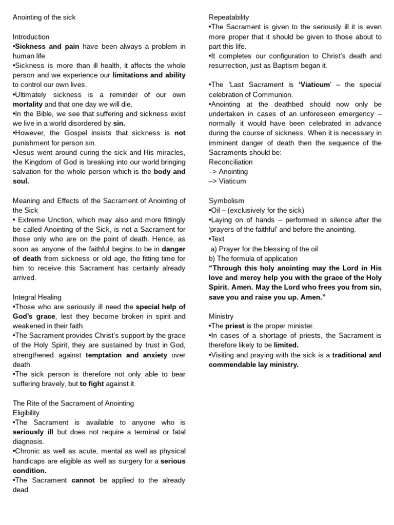 Anointing of The Sick | PDF | Sacraments | Christian Soteriology