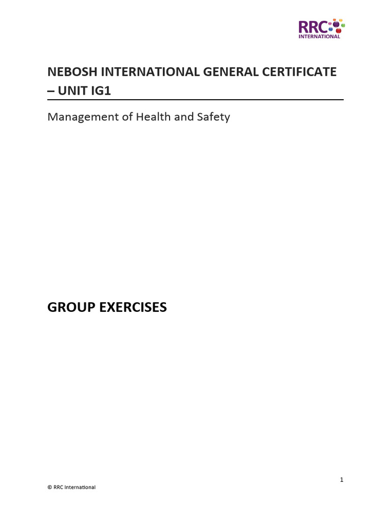 IG1 Group Exercises | PDF | Occupational Safety And Health | Employment