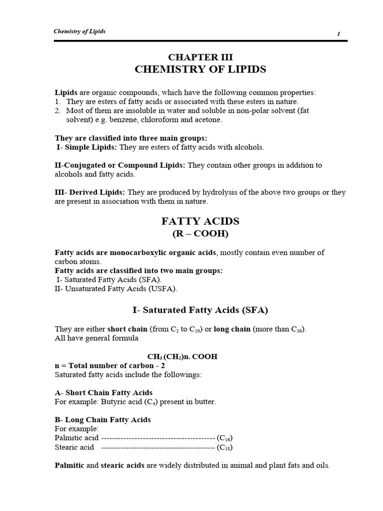 Chem of Lipids | Download Free PDF | Fatty Acid | Lipid