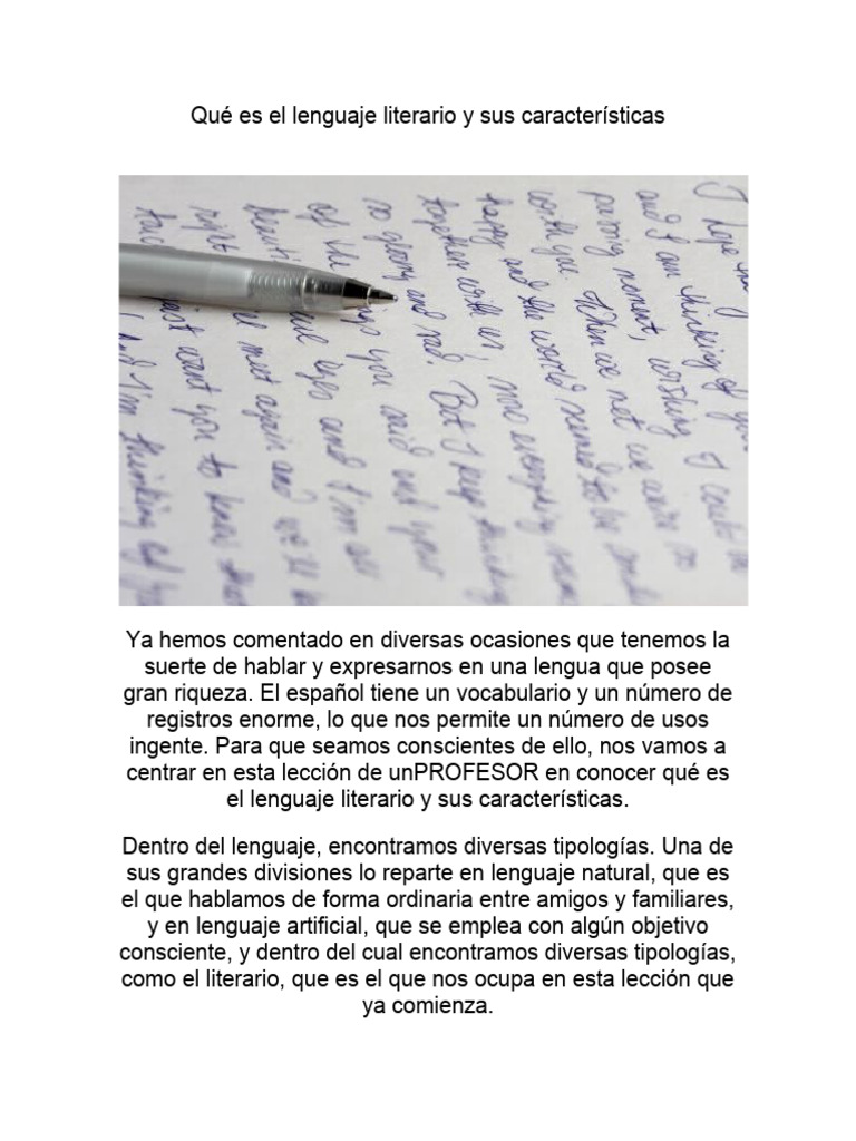 Qué Es El Lenguaje Literario y Sus Características | PDF | Poesía ...