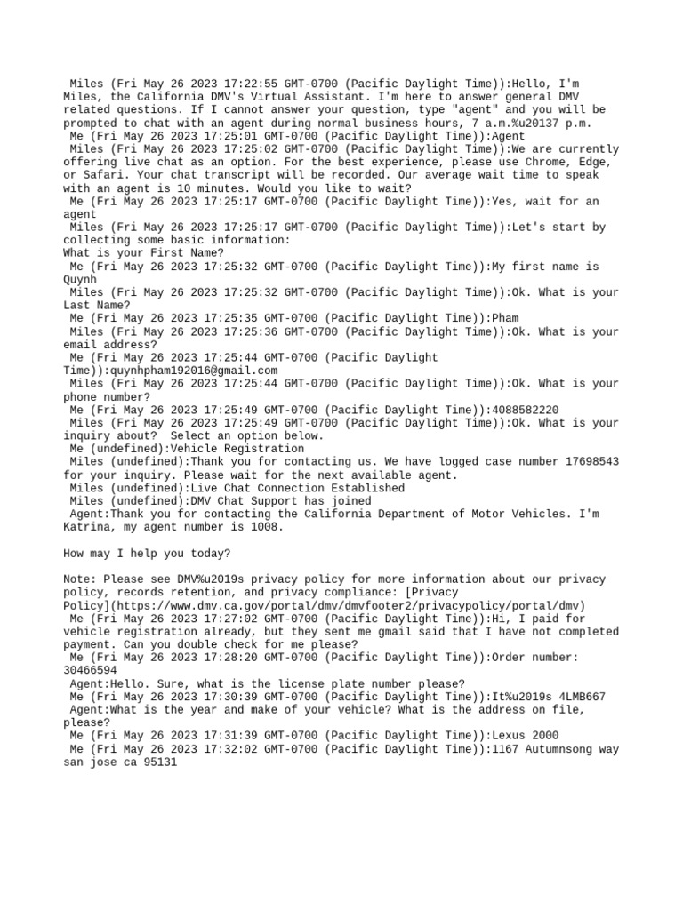 Transcript | PDF | Department Of Motor Vehicles | Transport