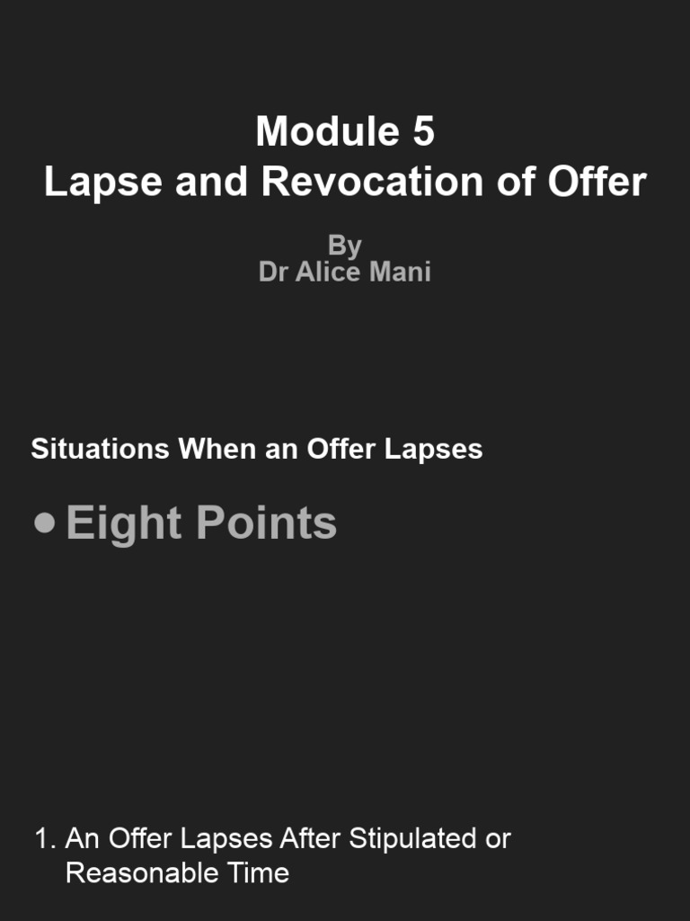 Module 5 Lapse And Revocation Of Offer Pdf Law