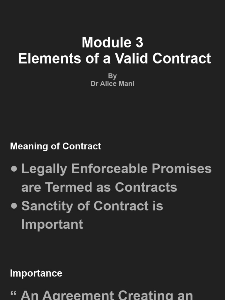 Module 3 Elements of A Valid Contract | PDF