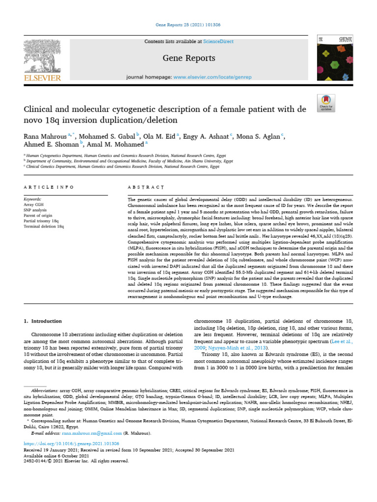 FISH-MLPA-Array Based Detection For 18q Deletion | PDF | Gene ...