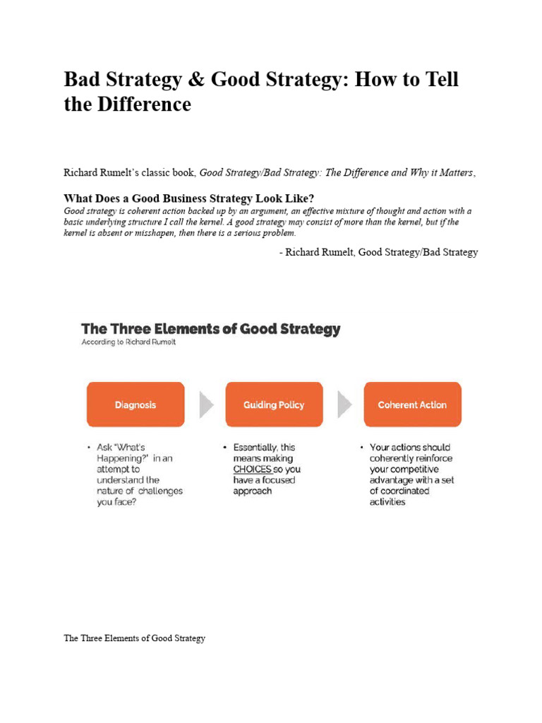 Good Strategy Bad Strategy GT Summary | PDF | Strategic Management ...