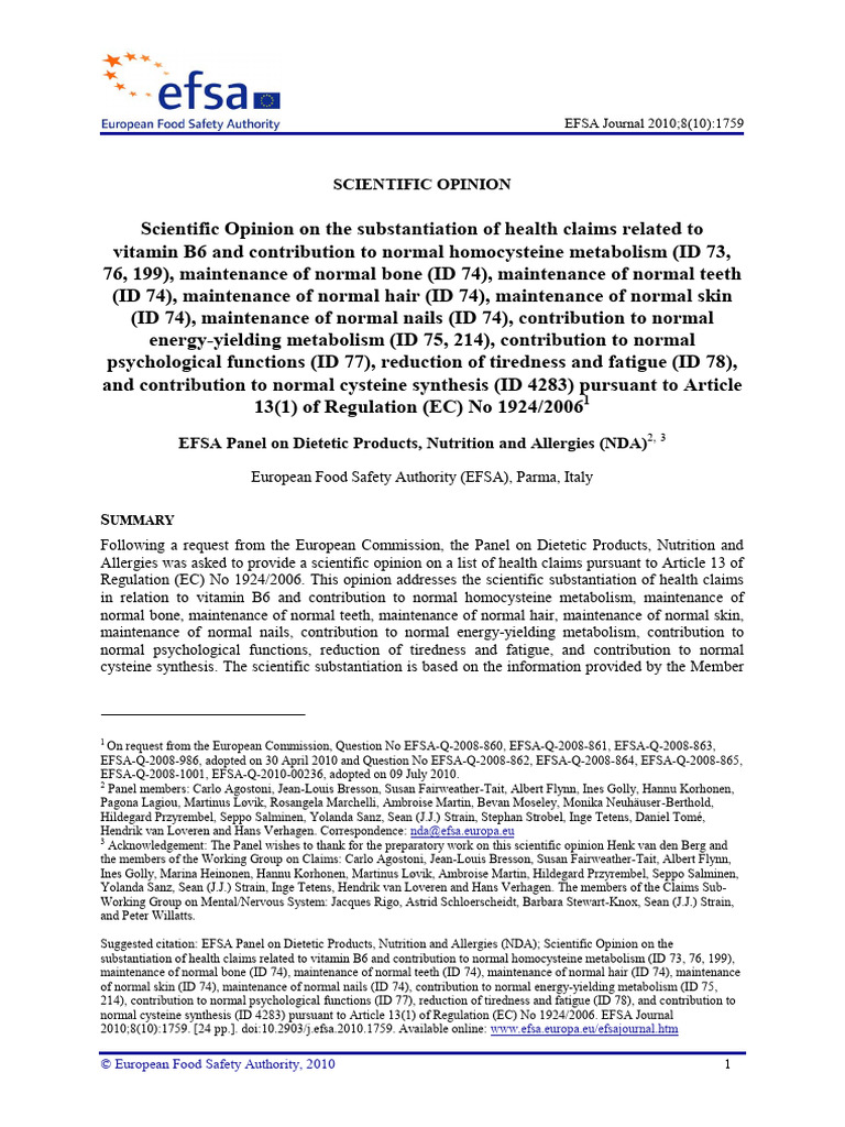 5-EFSA Journal - 2010 - Scientific Opinion On The Substantiation of ...