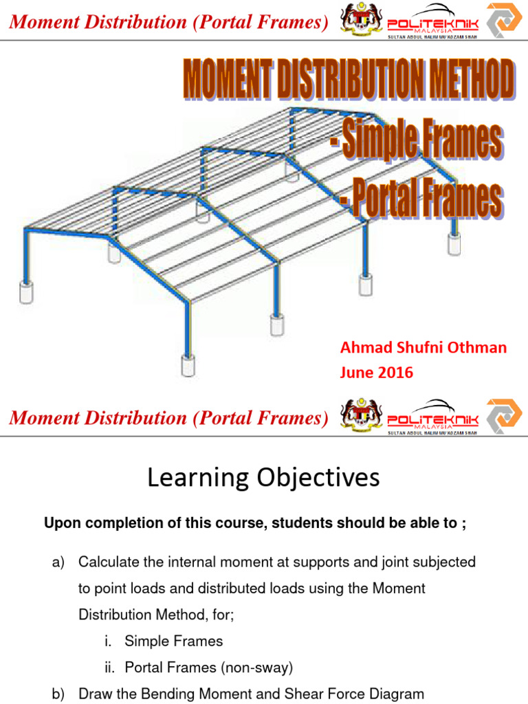 Portal Frame Moment Distribution Analysis | PDF | Applied And ...