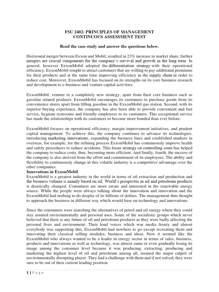 Fsu 2402 Case Study Cat | PDF | Exxon Mobil | Innovation