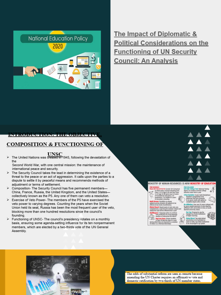 The Impact of Diplomatic & Political Considerations On The Functioning of UN Security Council ...