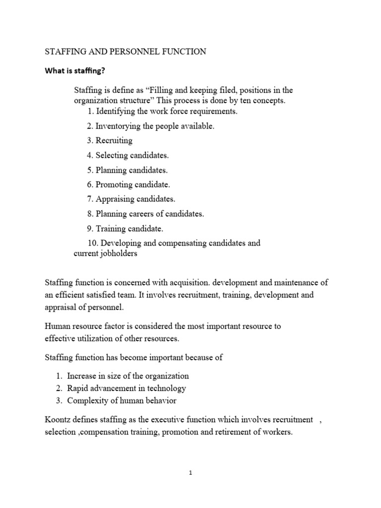 Staffing and Personnel Function | PDF | Human Resources | Human ...
