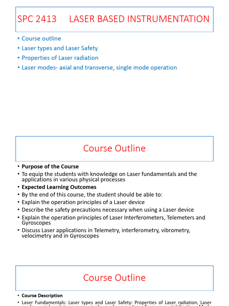 Lesson 1 | PDF | Coherence (Physics) | Laser