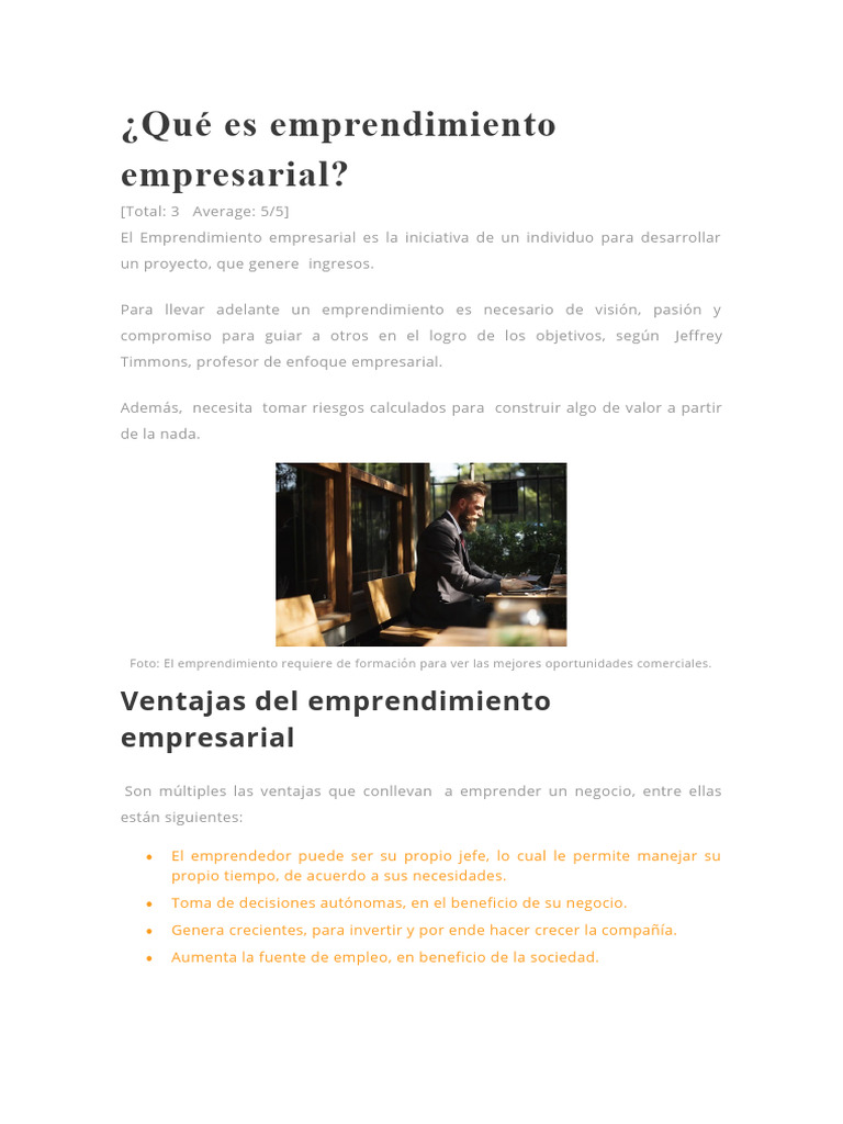 Qué Es Emprendimiento Empresarial | PDF | Iniciativa empresarial ...