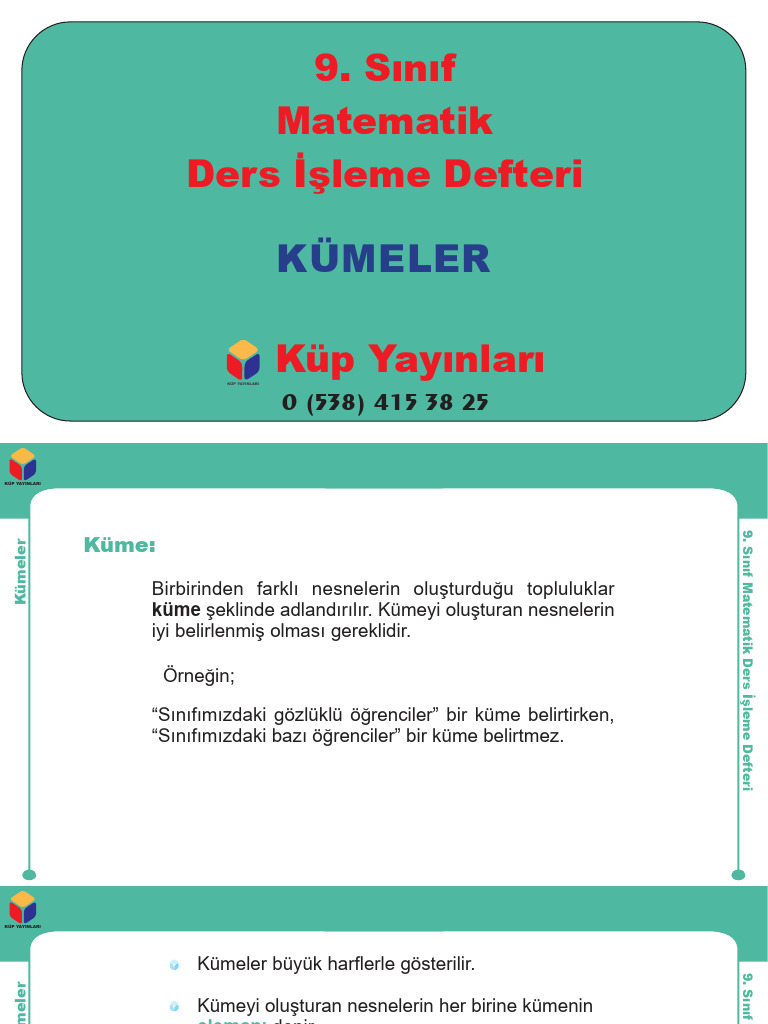 9.sinif Matematik Kumeler Konu Anlatimi Calisma Sorulari | PDF