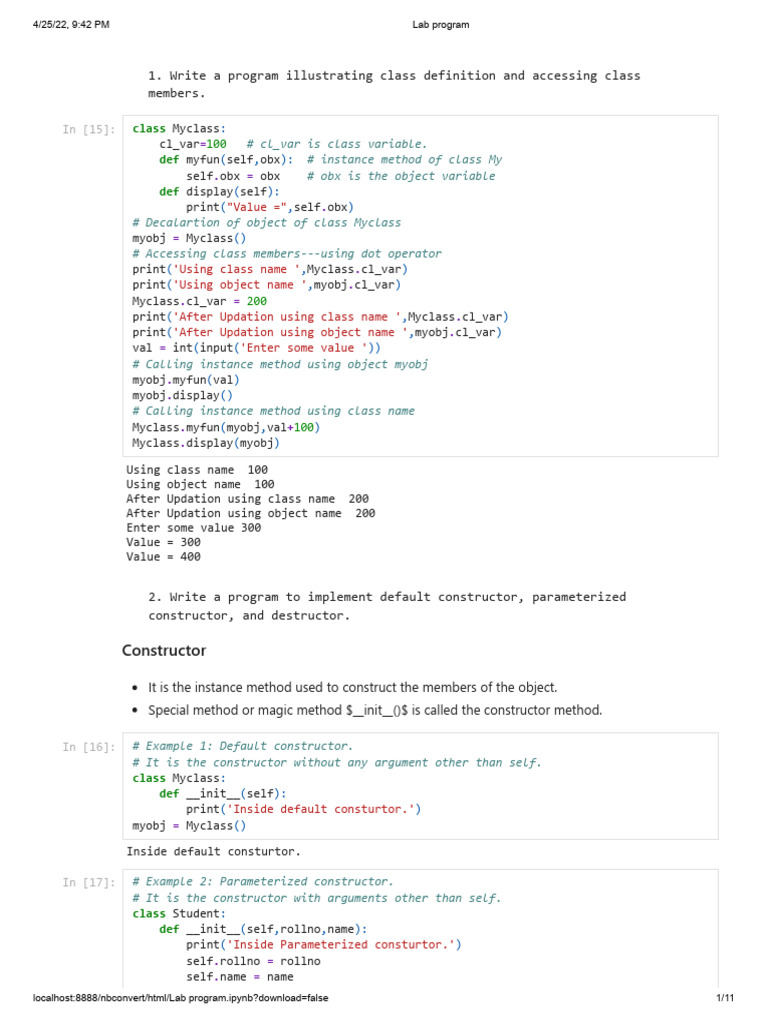 Lab Program | PDF | Method (Computer Programming) | Constructor (Object ... Lab Program | PDF | Method (Computer Programming) | Constructor (Object ...