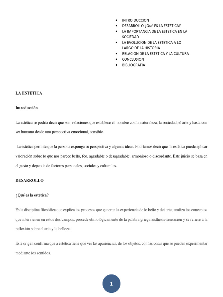 ENSAYO DE LA ESTETICA Santiago | PDF | Estética | Belleza