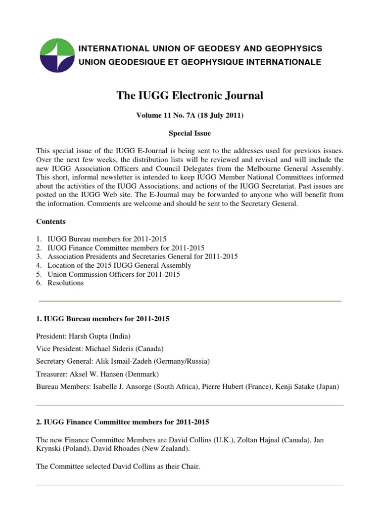 The IUGG Electronic Journal: International Union of Geodesy and ...