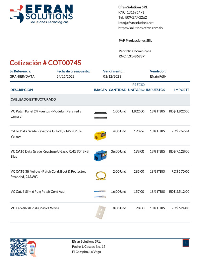 Cotización - Pedido - Efrain | PDF | Tecnología de información y comunicaciones | Bienes ...