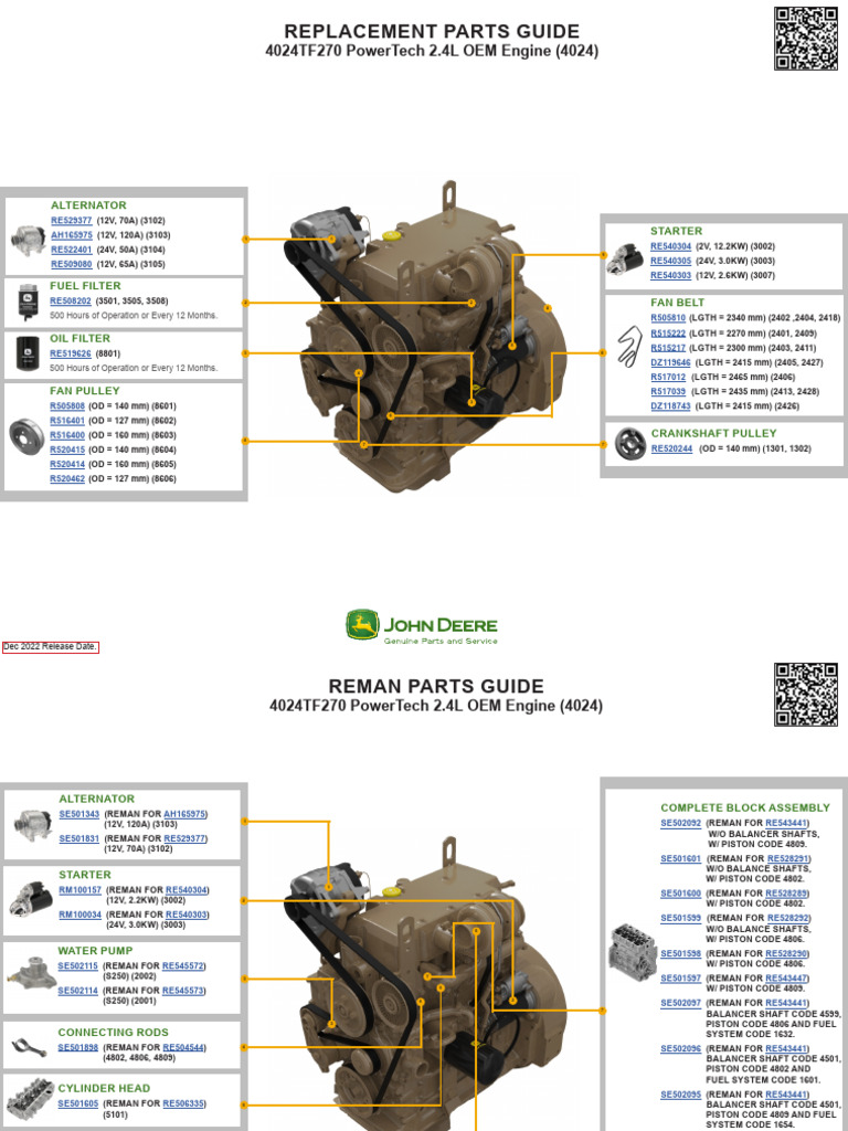 4024TF270 PowerTech 2 4L 4024 OEM Engine Replacement Parts Guide | PDF ...
