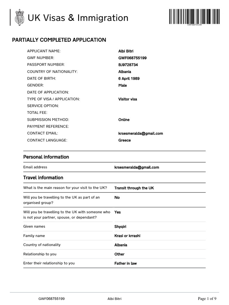 Bitri Albi 2023-01!20!13-50 Incomplete Application | PDF | Travel Visa ...