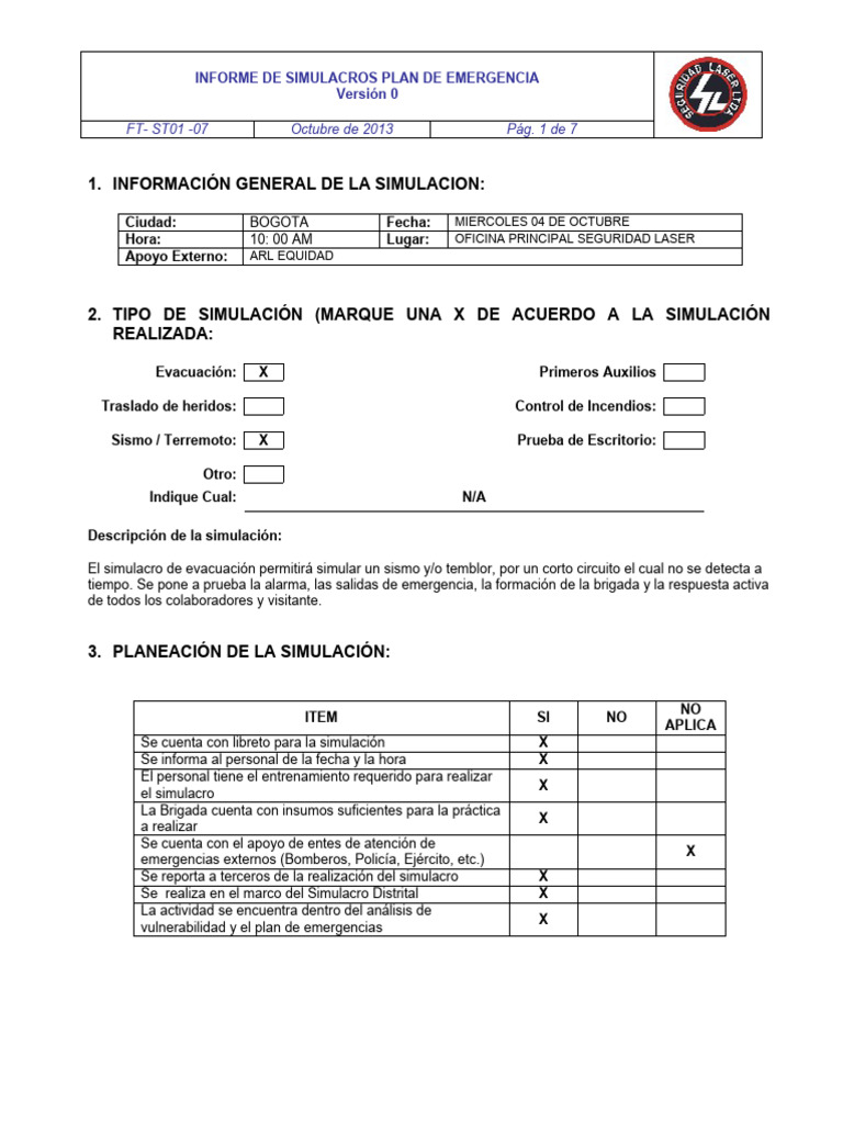 Informe Simulacro 2023 | PDF | Simulación