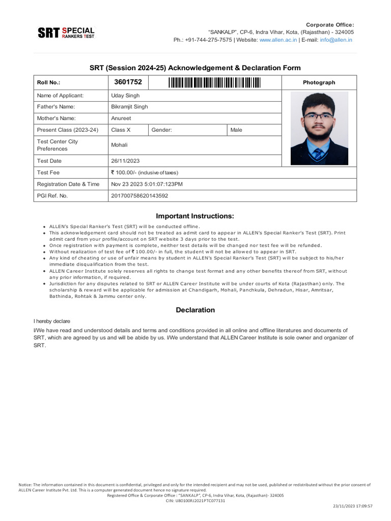 Acknowledgement SRT 1 | Download Free PDF | Justice | Crime & Violence