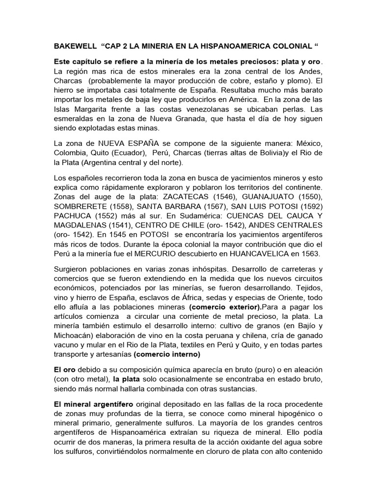Bakewell Cap 2 La Mineria en La Hispanoamericana Colonial | PDF ...