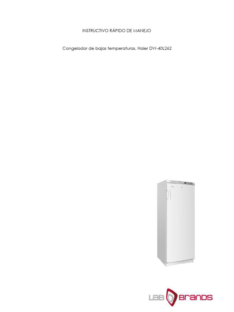 Guía de Uso Congelador Haier DW-40L262 | PDF | Temperatura