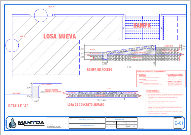 Plano Losa y Rampa de Concreto | PDF | Hormigón | Sector secundario de ...