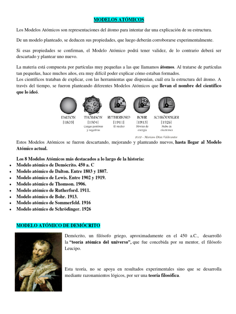 Evolución de los Modelos Atómicos | PDF | Isótopo | Átomos